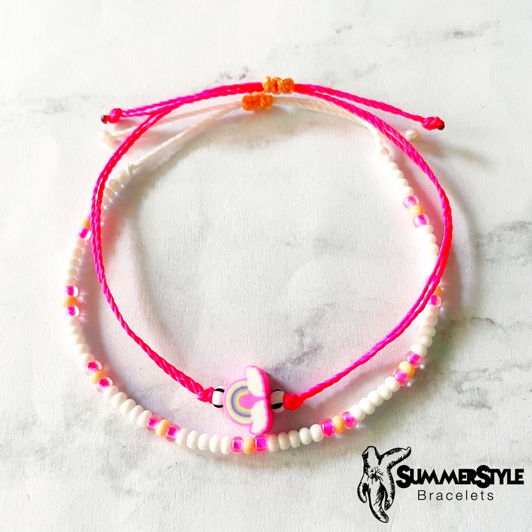 Hot Pink Rainbow Adjustable Waterproof Bracelet Pack, Rainbow Gift ...