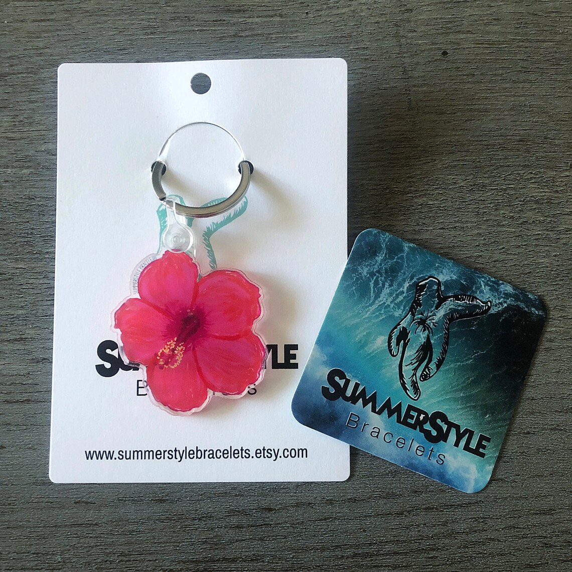 Happy Hibiscus Acrylic Keychain, Floral Gift, Backpack Keychain ...