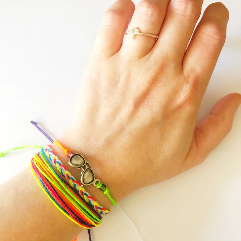 Neon 80s Adjustable Waterproof Bracelet Pack Neon Bracelet | Etsy