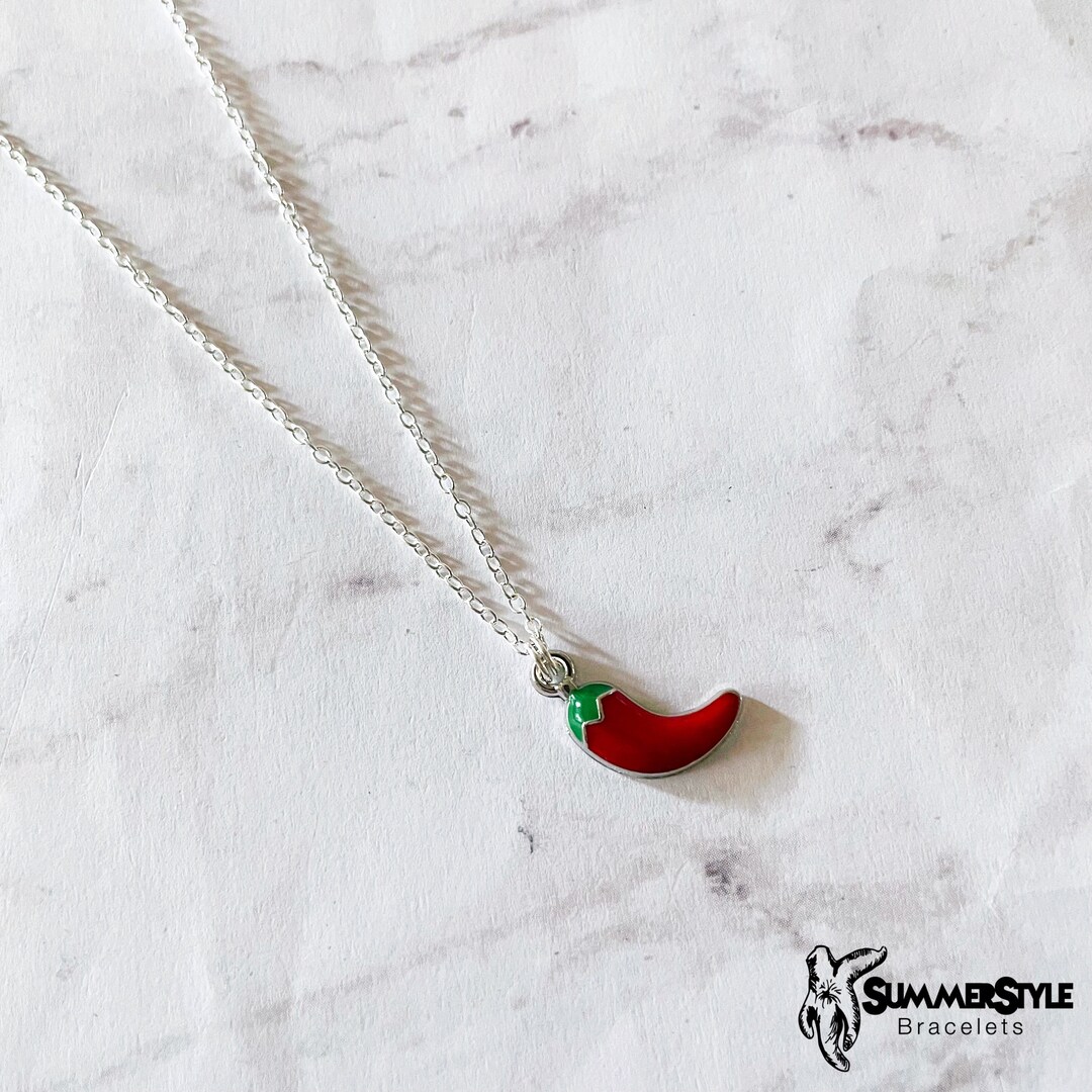 Red Chili Pepper Necklace, Spicy Jewelry, Stainless Steel Chain ...