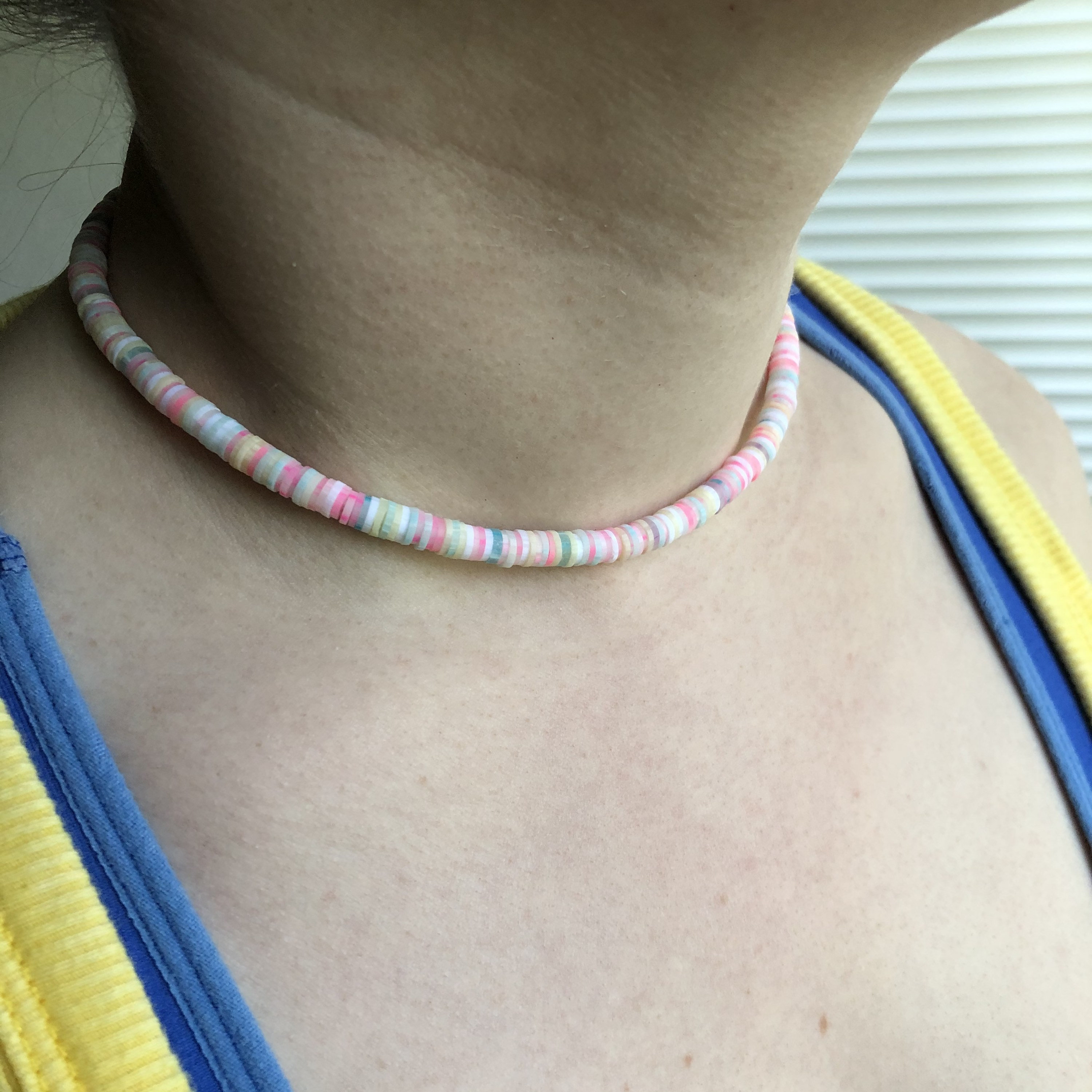 Tropical Pastel Beaded Choker Choker Necklace Heishi Choker - Etsy