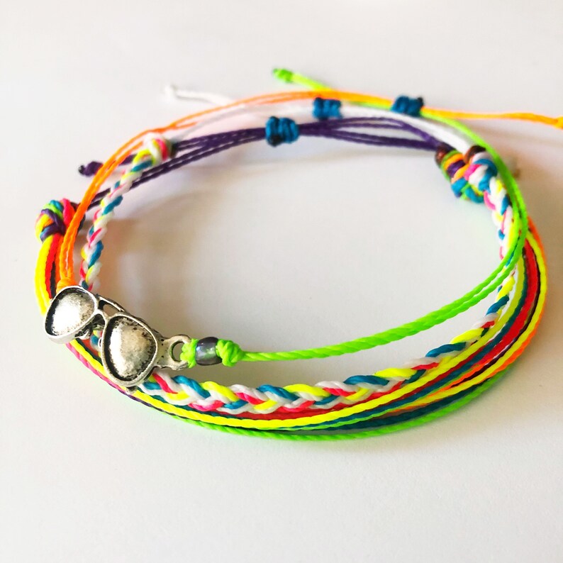 Neon 80s Adjustable Waterproof Bracelet Pack Neon Bracelet - Etsy