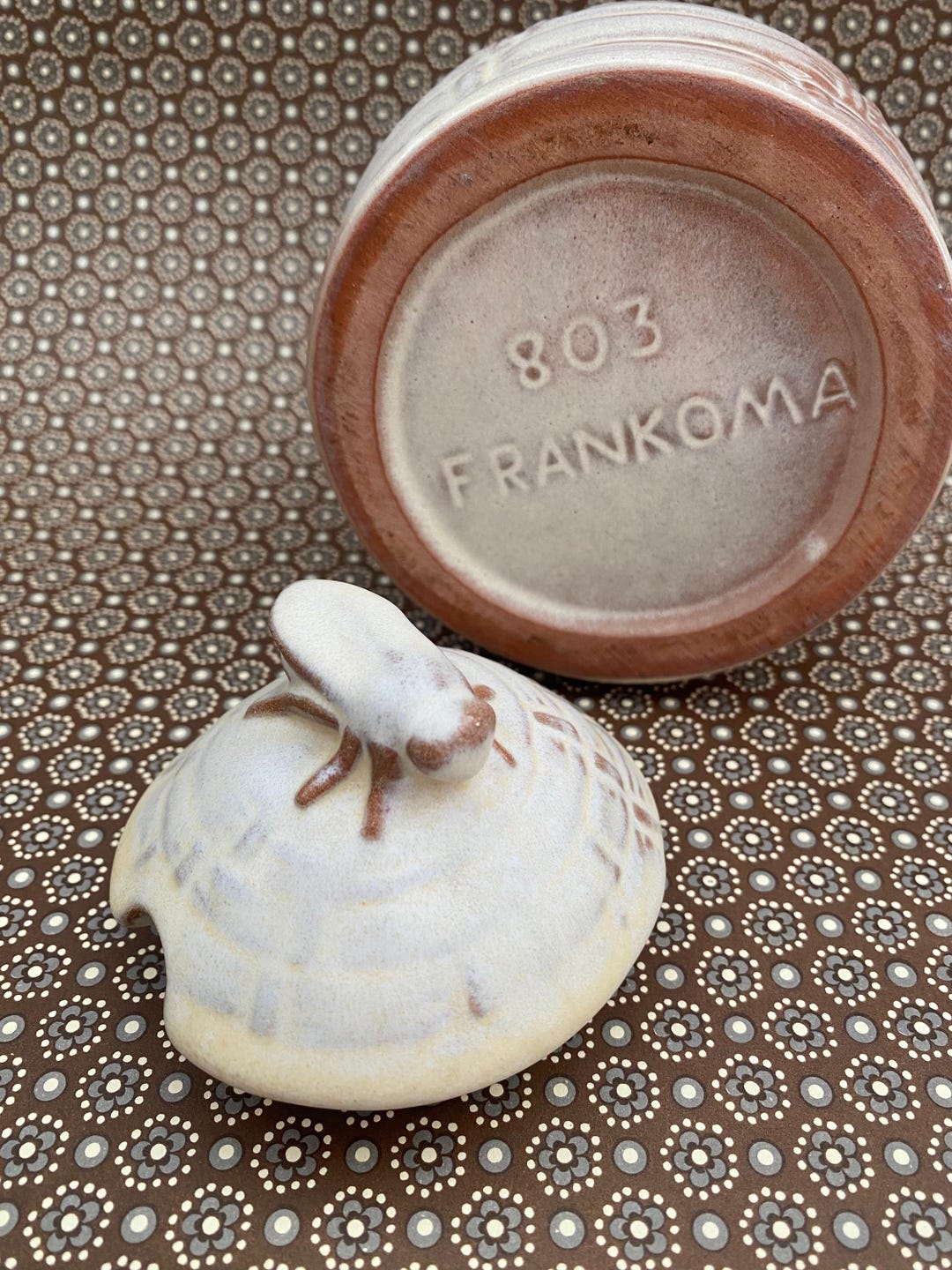 Frankoma 803 Off-white Honey Pot and Lid in Excellent Condition 1930s ...