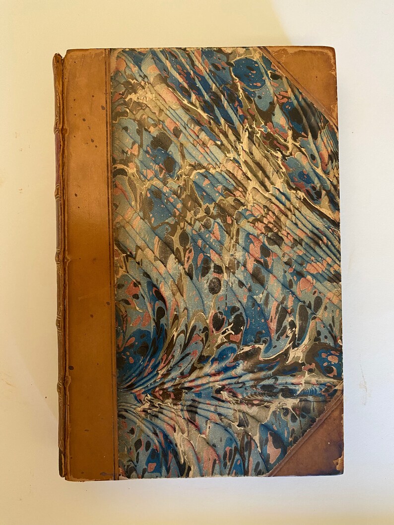 Small Antique Marbled Book - Etsy