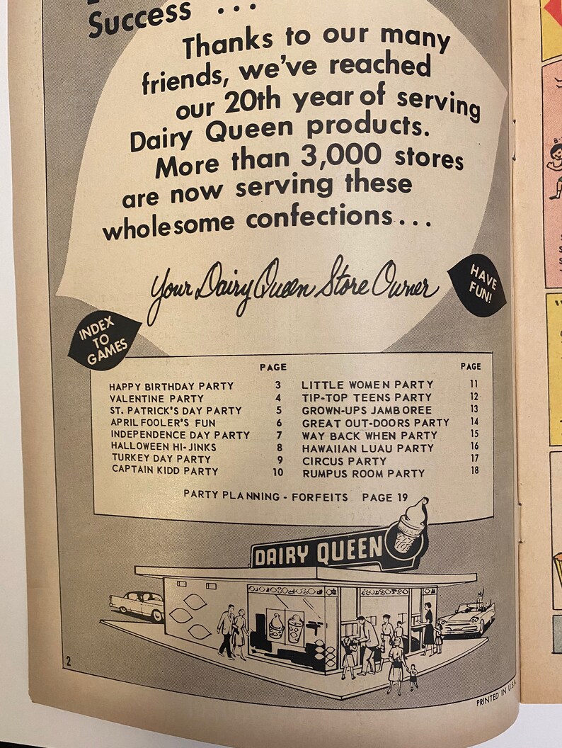 Dairy Queen 1960 Party Book Ideas Themes Games Decorations - Etsy