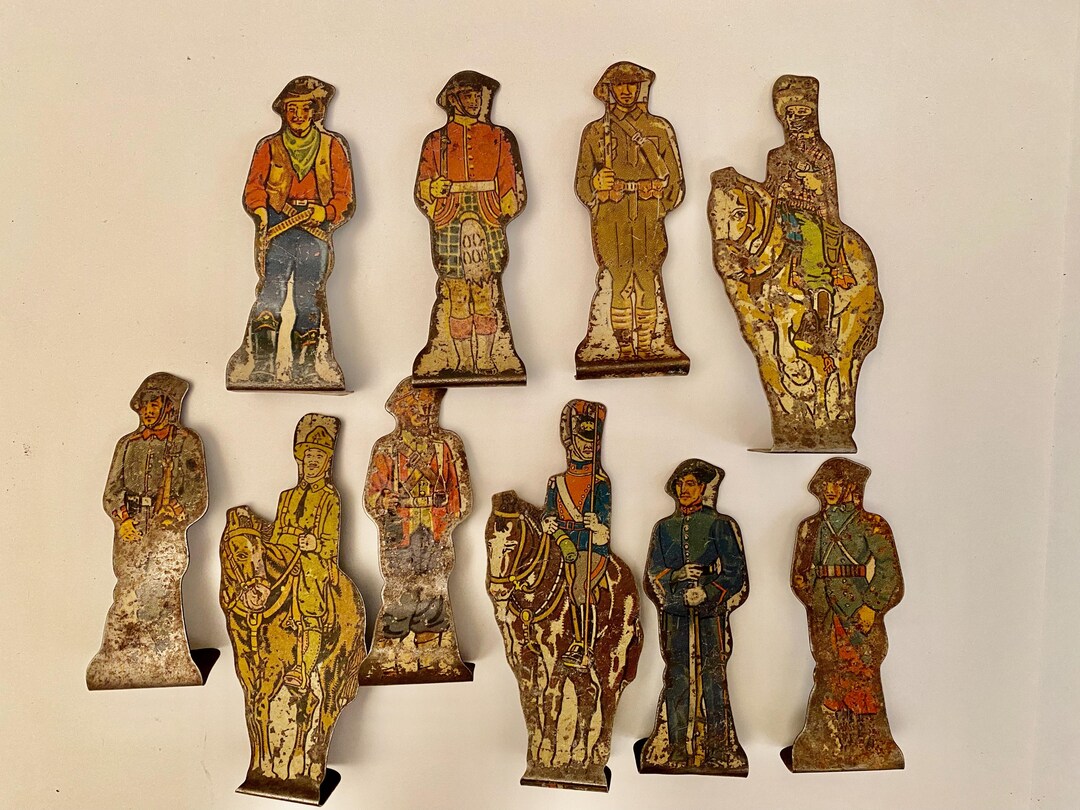 Marx 1930s Litho Metal Soldiers Flat Stand up Random LOT of 10 ...
