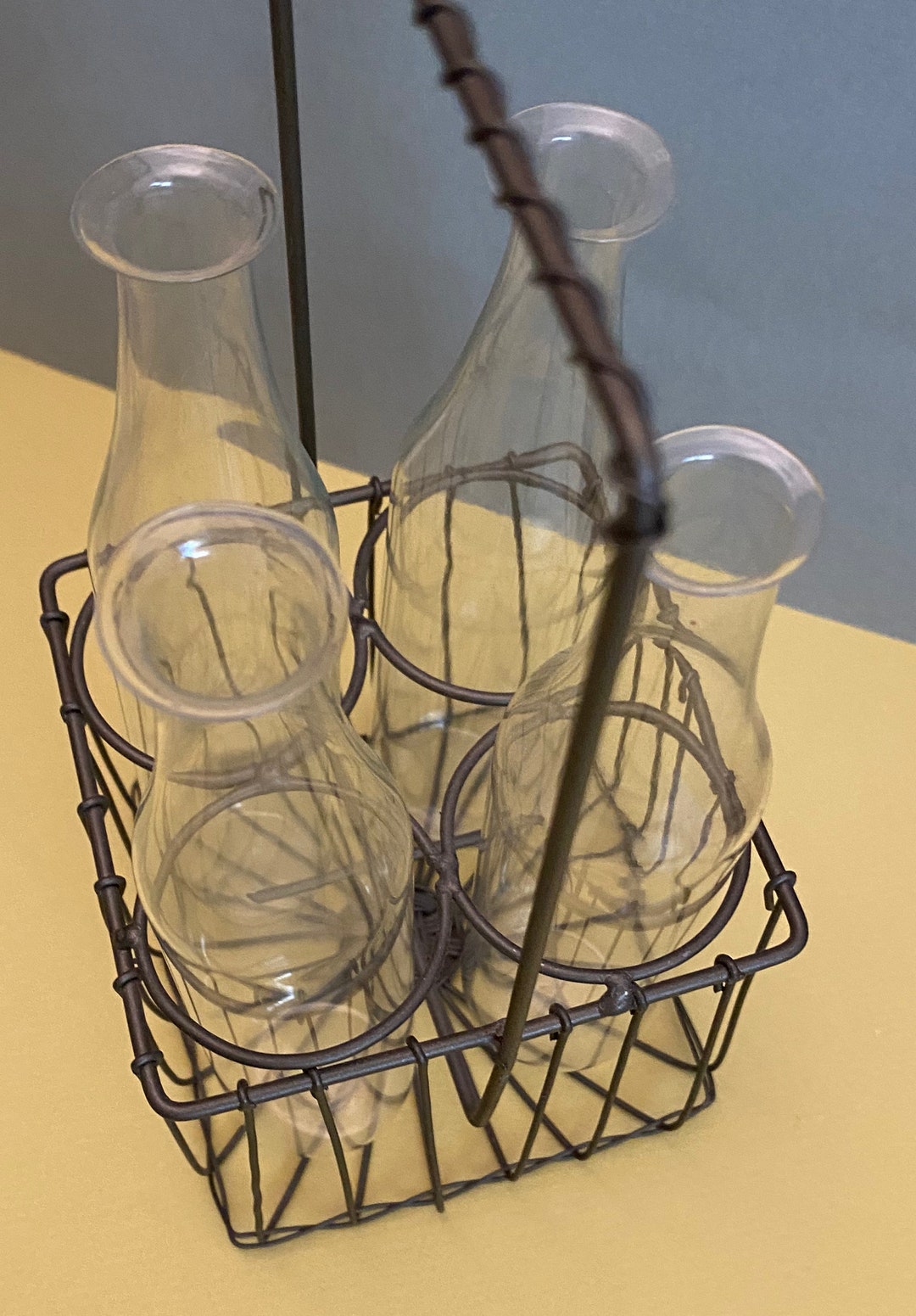 Wire Caddy With Glass Bottles - Etsy