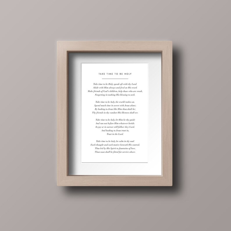 Take Time to Be Holy DIGITAL PDF DOWNLOAD: 5x7 - Etsy