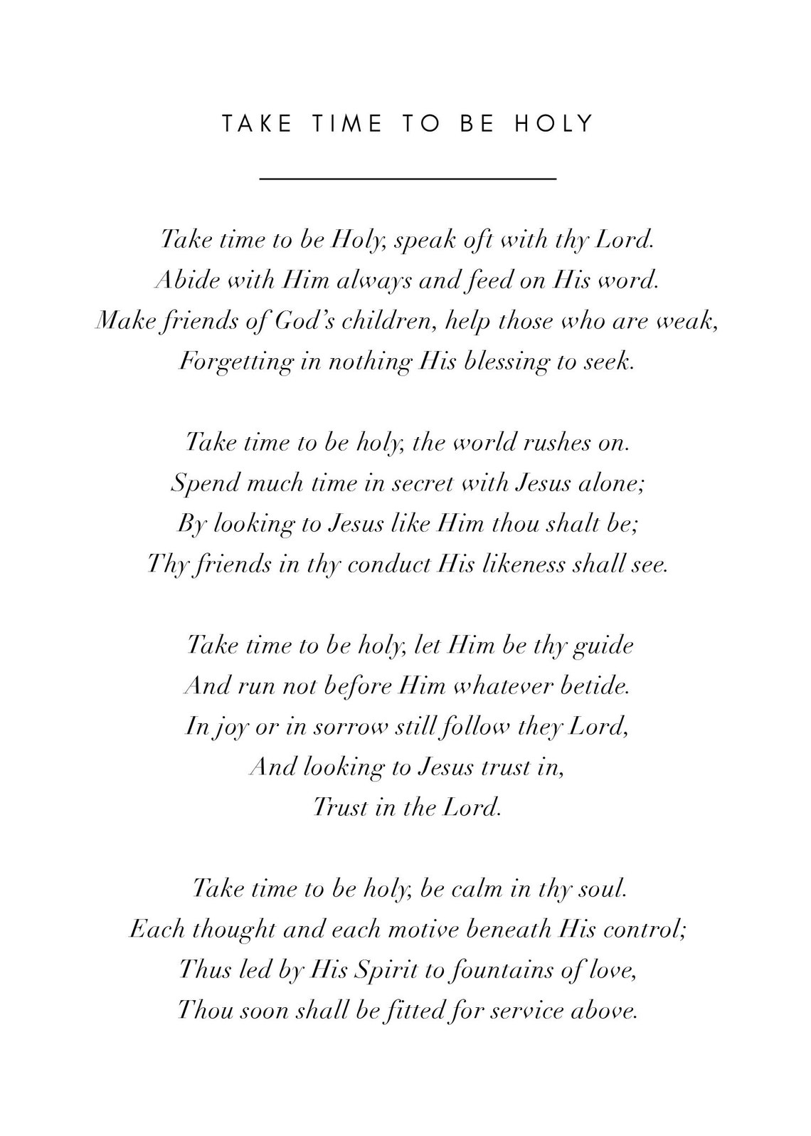 Take Time to Be Holy DIGITAL PDF DOWNLOAD: 5x7 - Etsy India