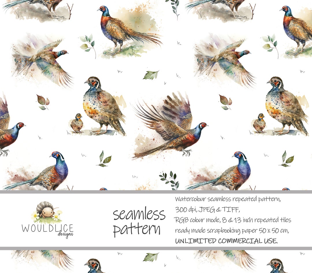 Pheasant Seamless Pattern, Hunting Seamless File, Country Repeating ...