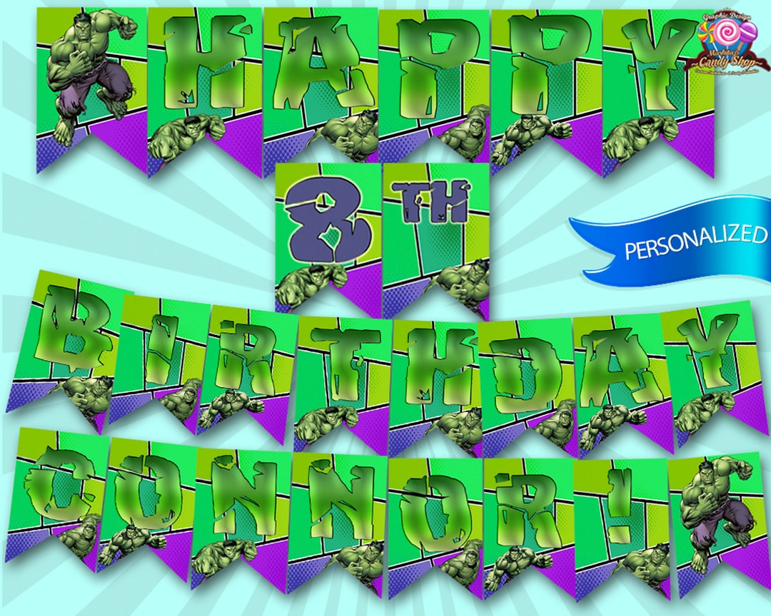 Hulk Digital Banner Design Party Birthday Decoration - Etsy