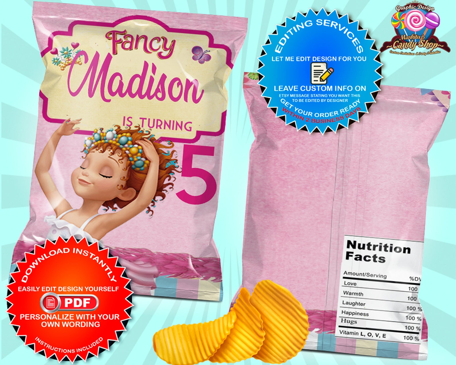 Fancy Nancy Printable Set Digital Design Instant | Etsy