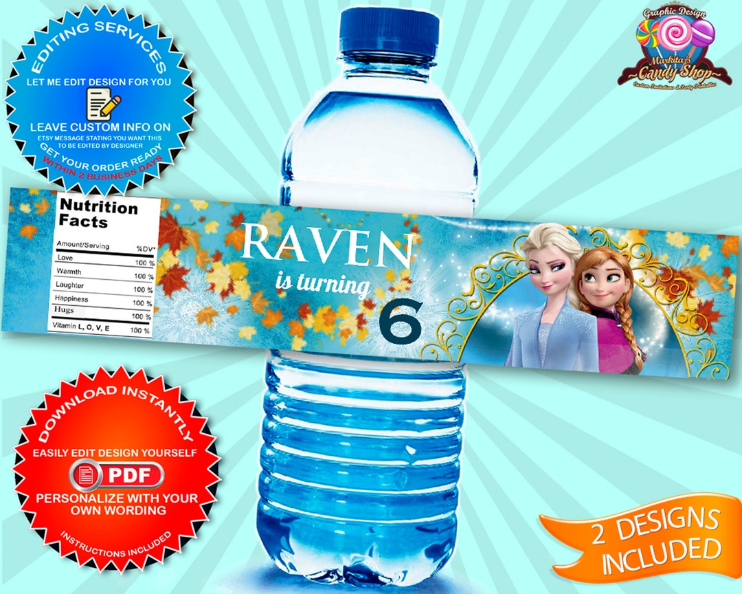 Frozen 2 Water Bottle Label Printable Digital Design - Etsy