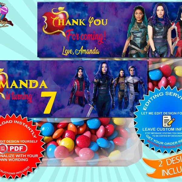 Descendants Printable Labels - Etsy