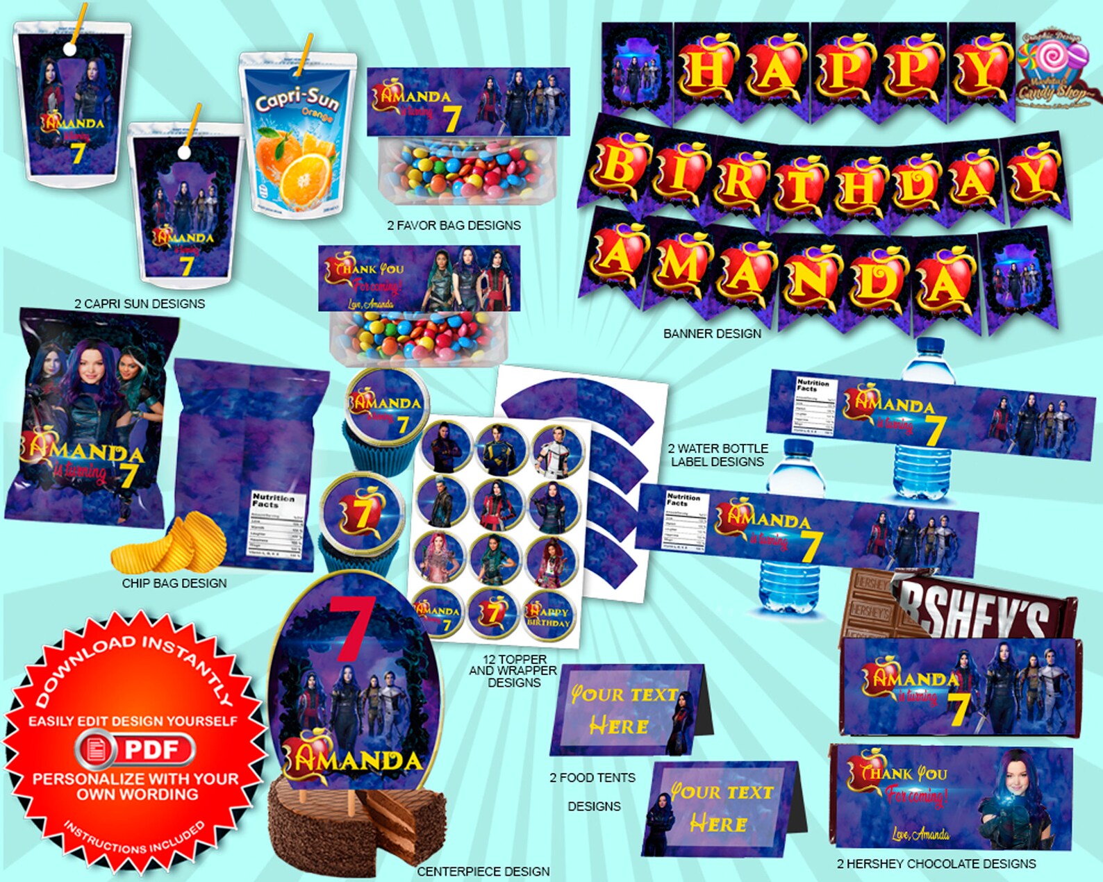 Descendants 3, Banner, Printable, Digital, Design, Instant Download ...