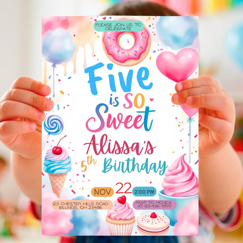 5 is so Sweet Invitations - Etsy