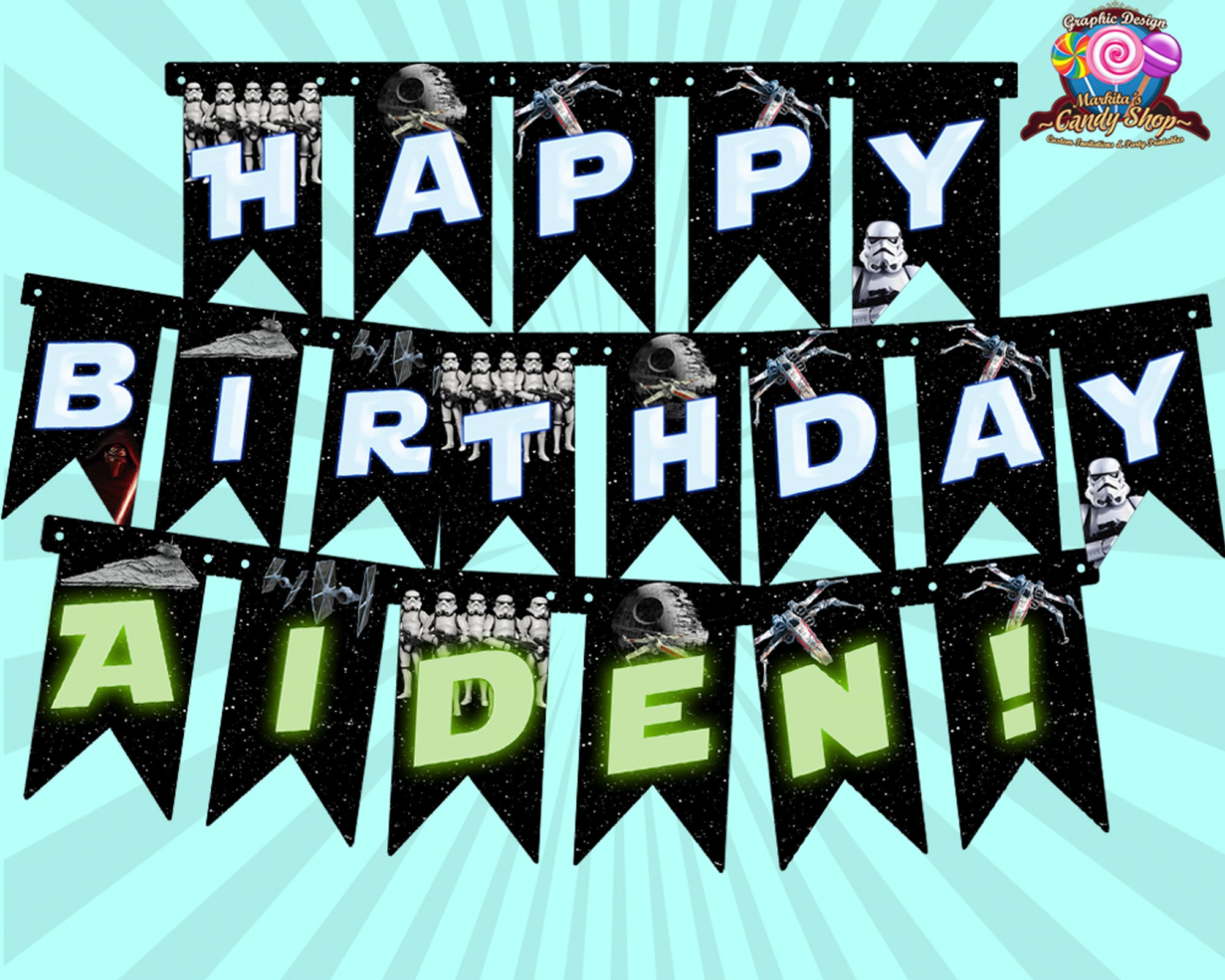 Star Wars Digital Banner Design Party Birthday | Etsy
