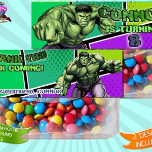 Hulk Digital Water Bottle Labels Design Party Birthday - Etsy