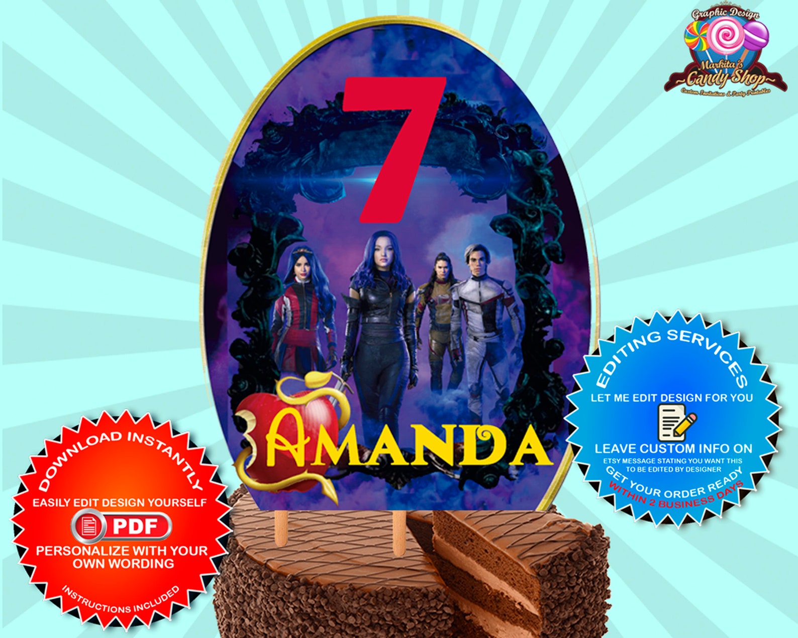 Descendants 3, Banner, Printable, Digital, Design, Instant Download ...