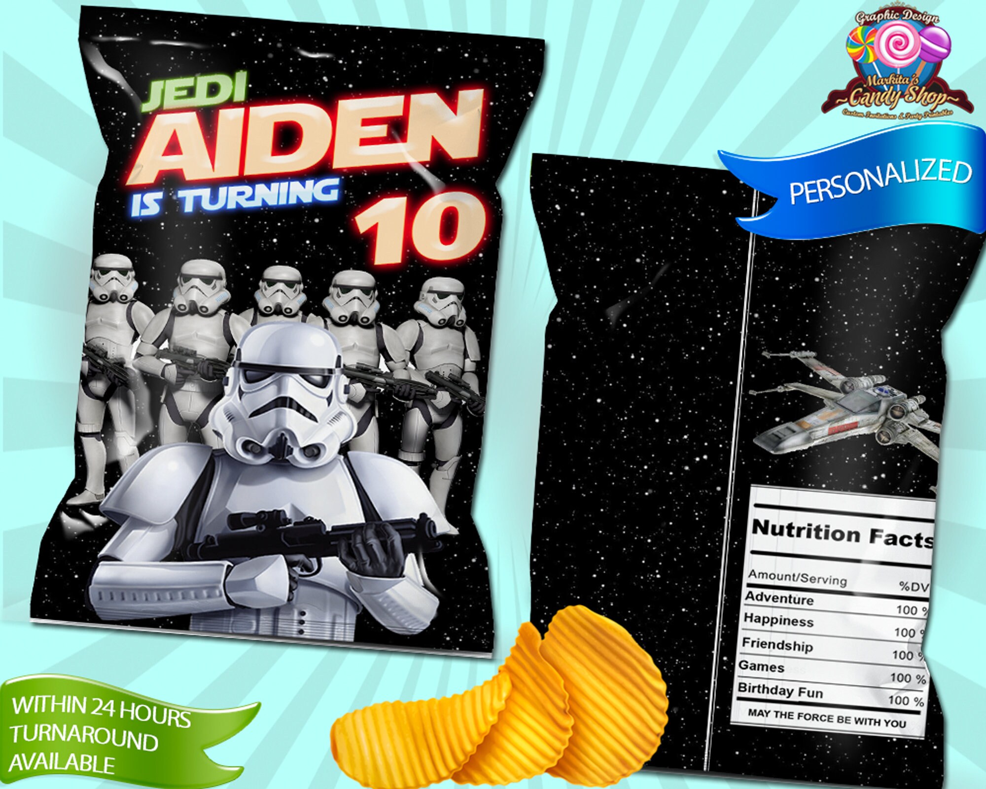 Star Wars Digital Chip Bag Label Design Party Birthday | Etsy