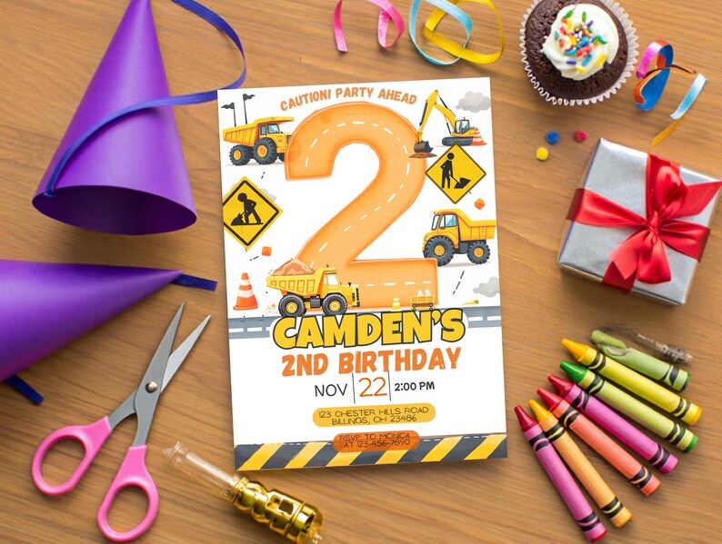 Editable Construction Birthday Invitation | 2nd Birthday Invite | Dump ...