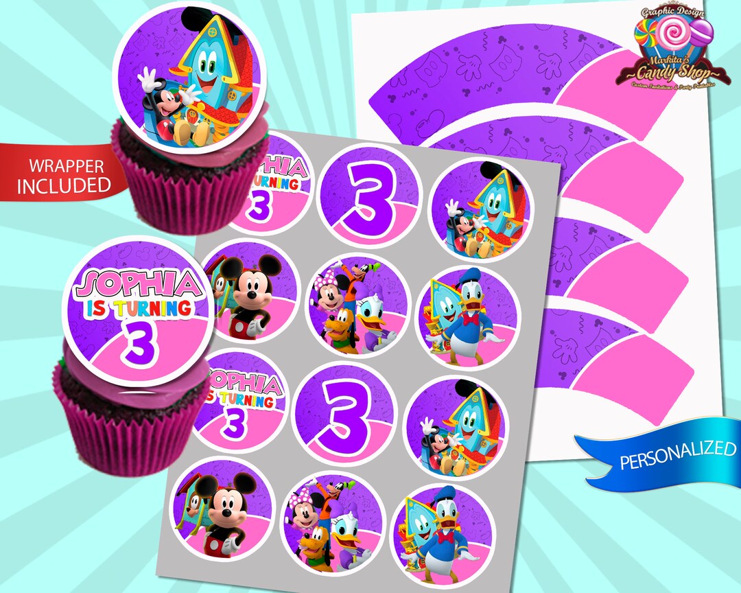 Mickey Mouse Funhouse Digital Cupcake Toppers Designs - Etsy