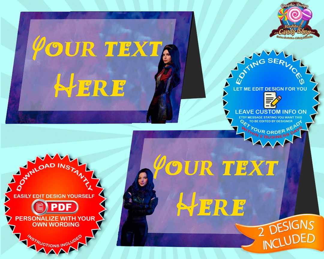 Descendants 3, Food Tents, Printable, Digital, Design, Instant Download ...