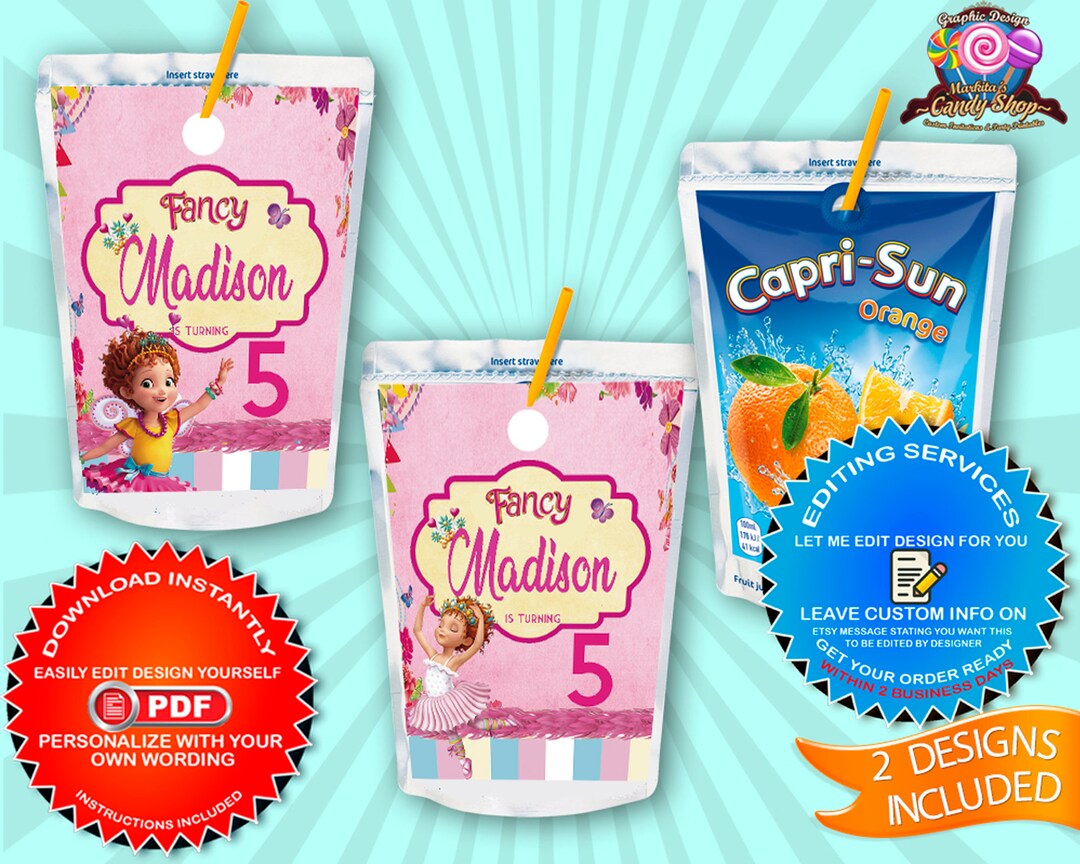 Fancy Nancy Capri Sun Pouch Printable Digital Design - Etsy