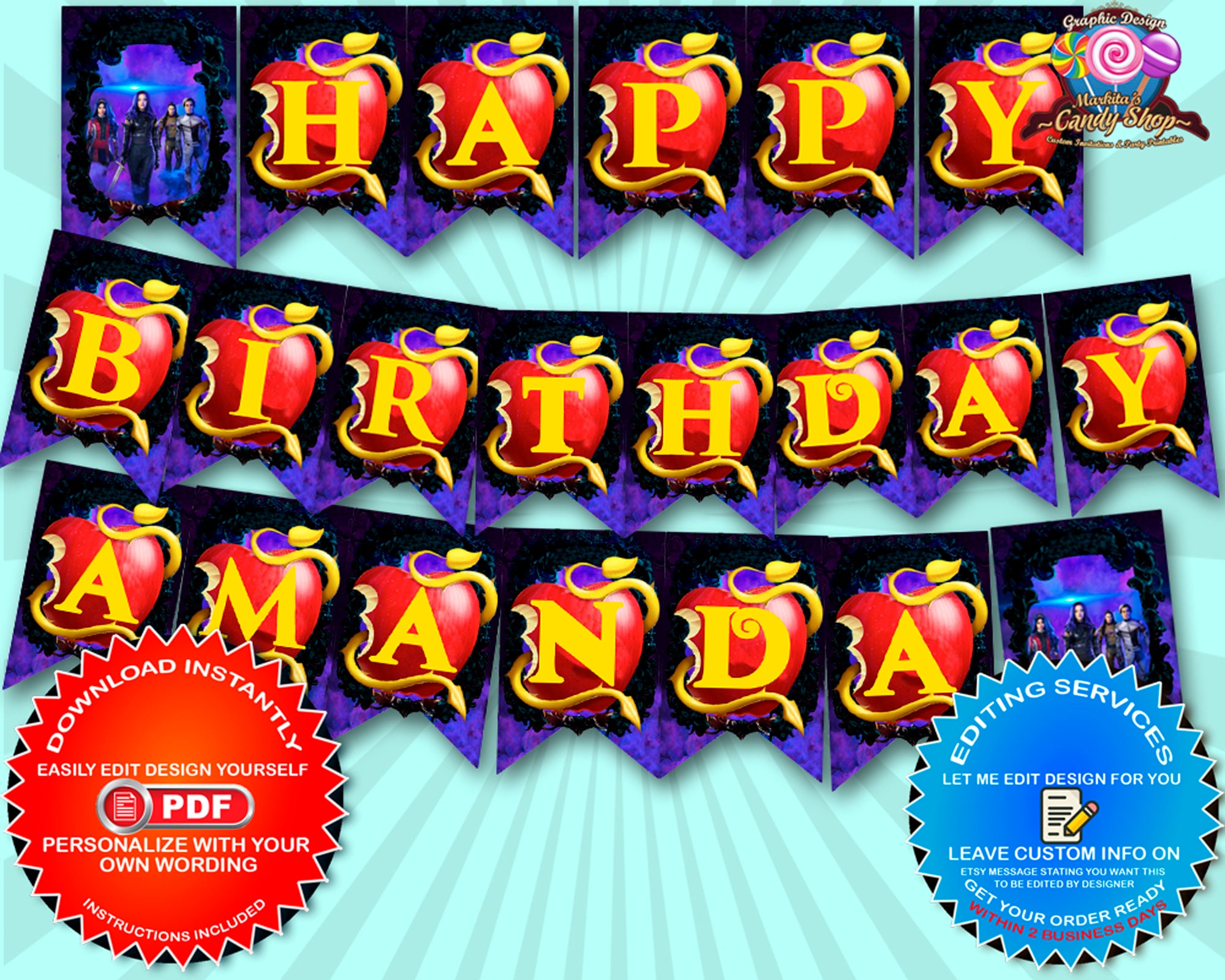 Descendants 3 Banner Printable Digital Design Instant | Etsy