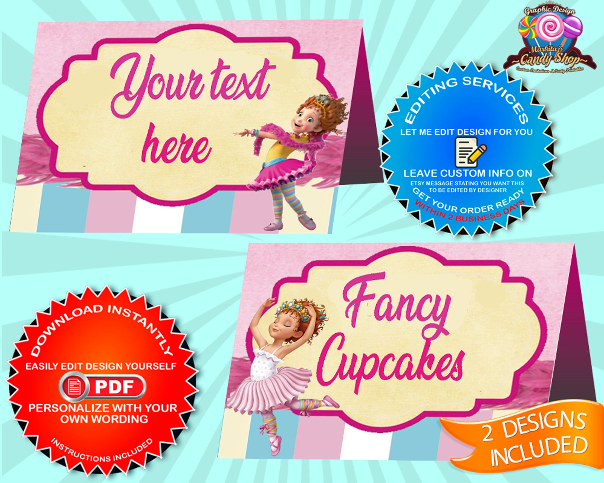 Fancy Nancy Favor Bag Label Printable Digital Design | Etsy