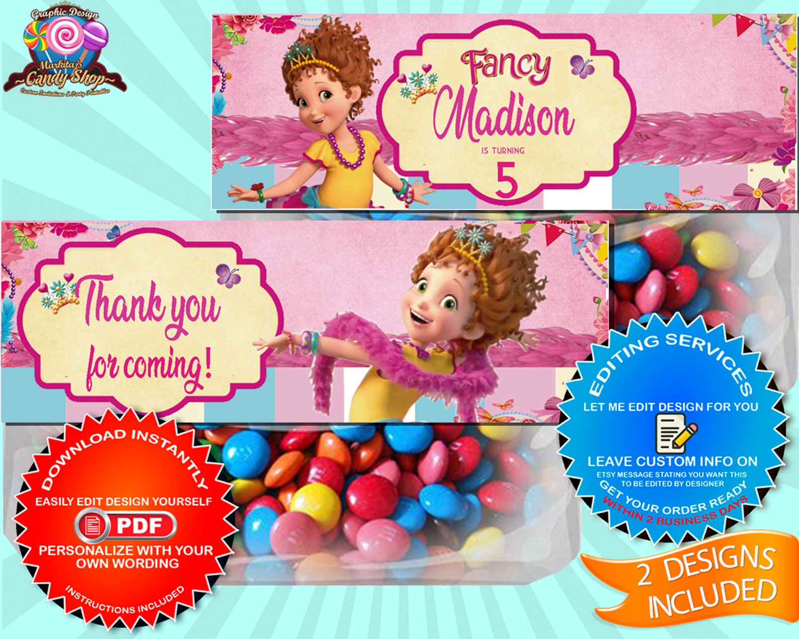 Fancy Nancy Banner Printable Digital Design Instant - Etsy