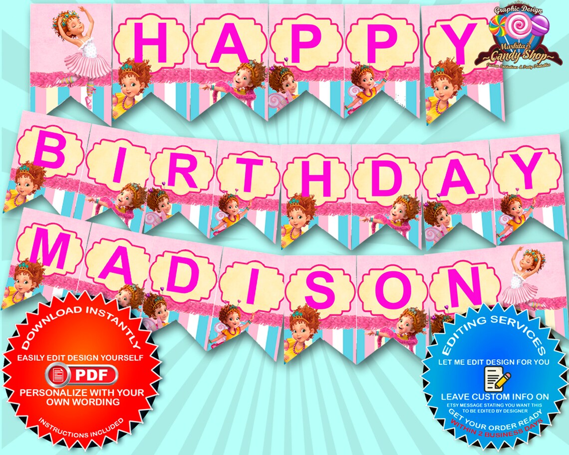 Fancy Nancy Banner Printable Digital Design Instant - Etsy