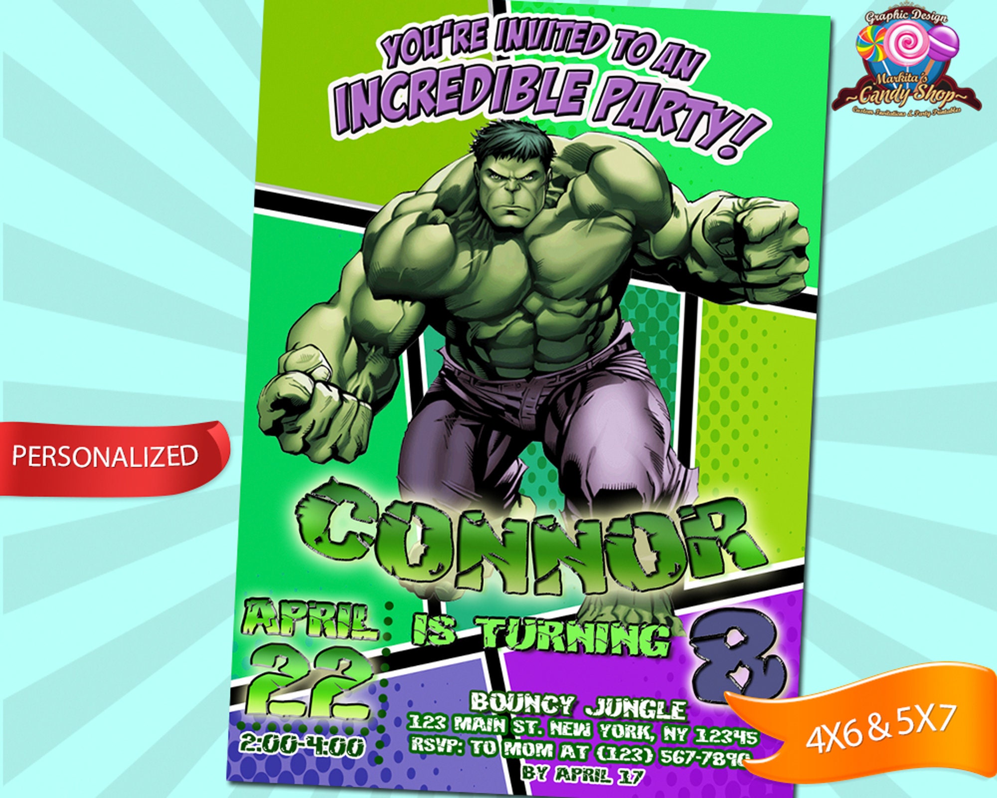 Hulk Digital Favor Bag Label Designs Party Birthday | Etsy