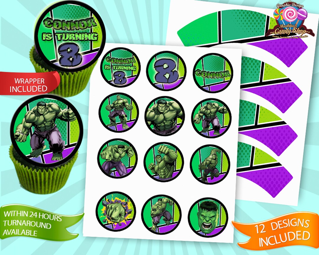 Hulk, Digital, Cupcake Toppers, Designs, Party, Birthday, Decoration ...