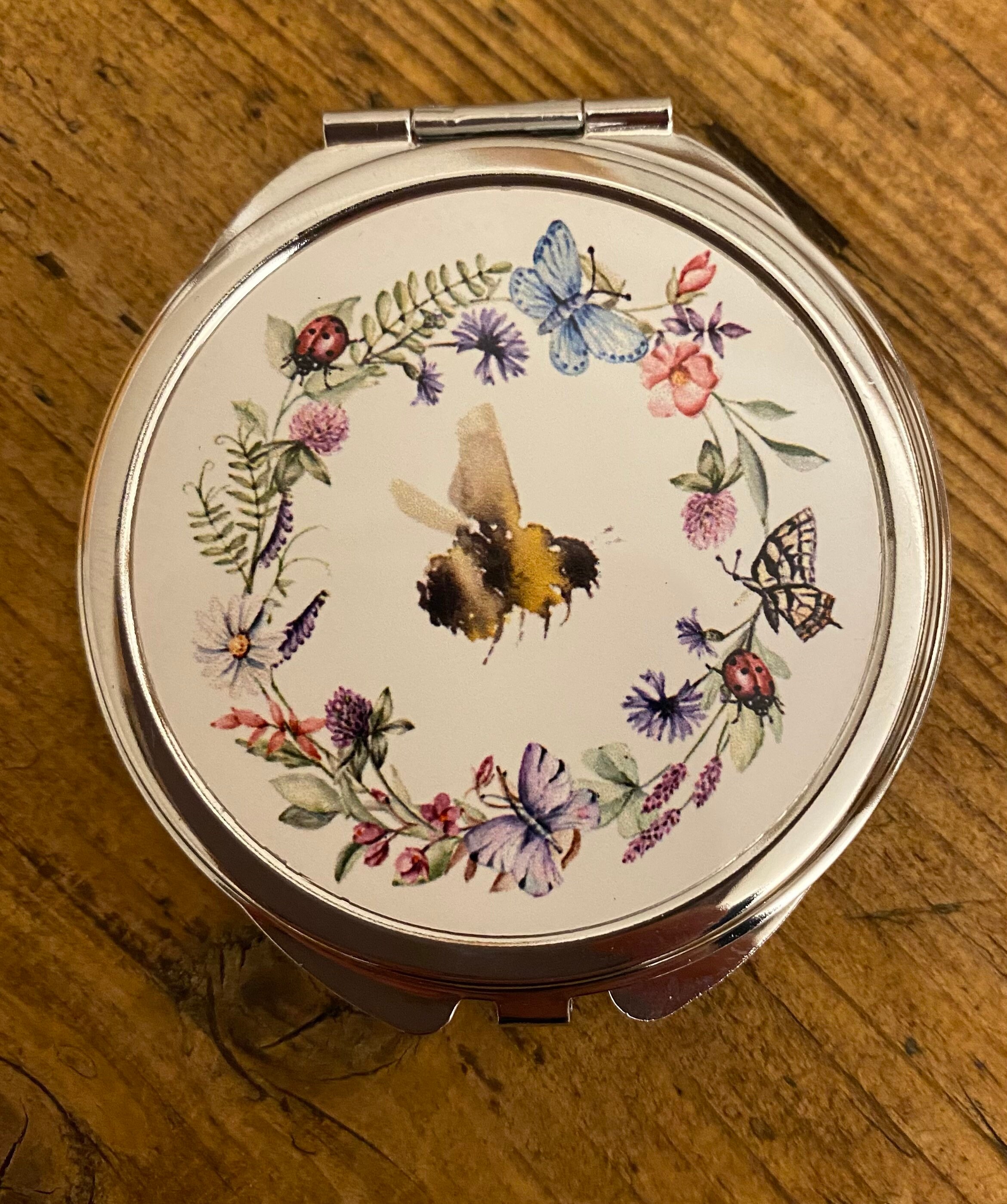 Stunning Bee Floral Compact Mirror Can Be Personalised - Etsy UK