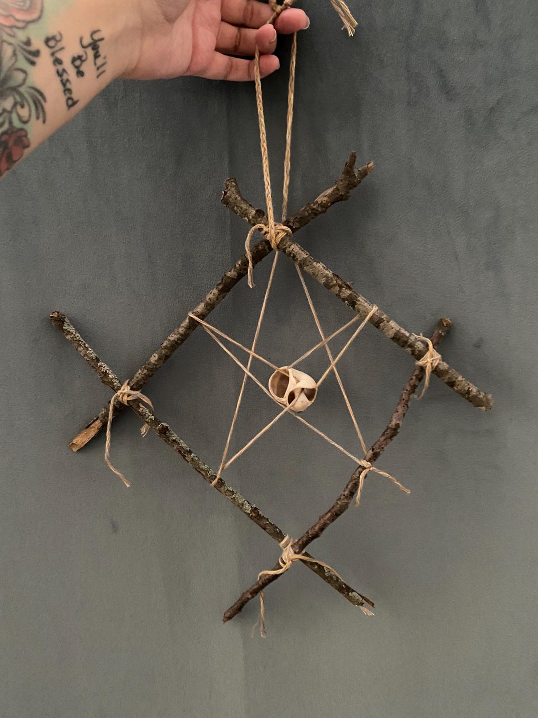 Witchy Nature Wall Hanging, Inguz Rune Home Decor, Ocean Witch Seashell ...