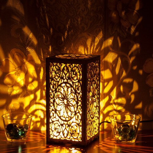 Mandala Night Light Accent Lamp Decorative Wooden Night Lamp - Etsy