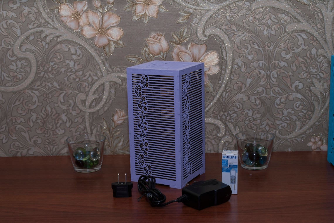 Purple Night Light Accent Lamp Decorative Wooden Night Lamp - Etsy