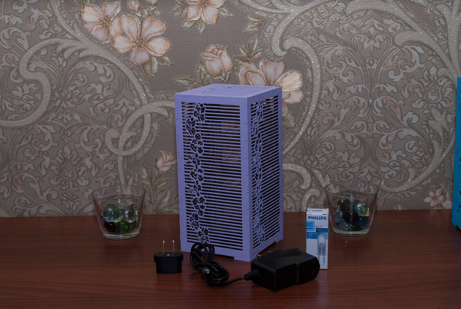 Purple Night Light Accent Lamp Decorative Wooden Night Lamp | Etsy