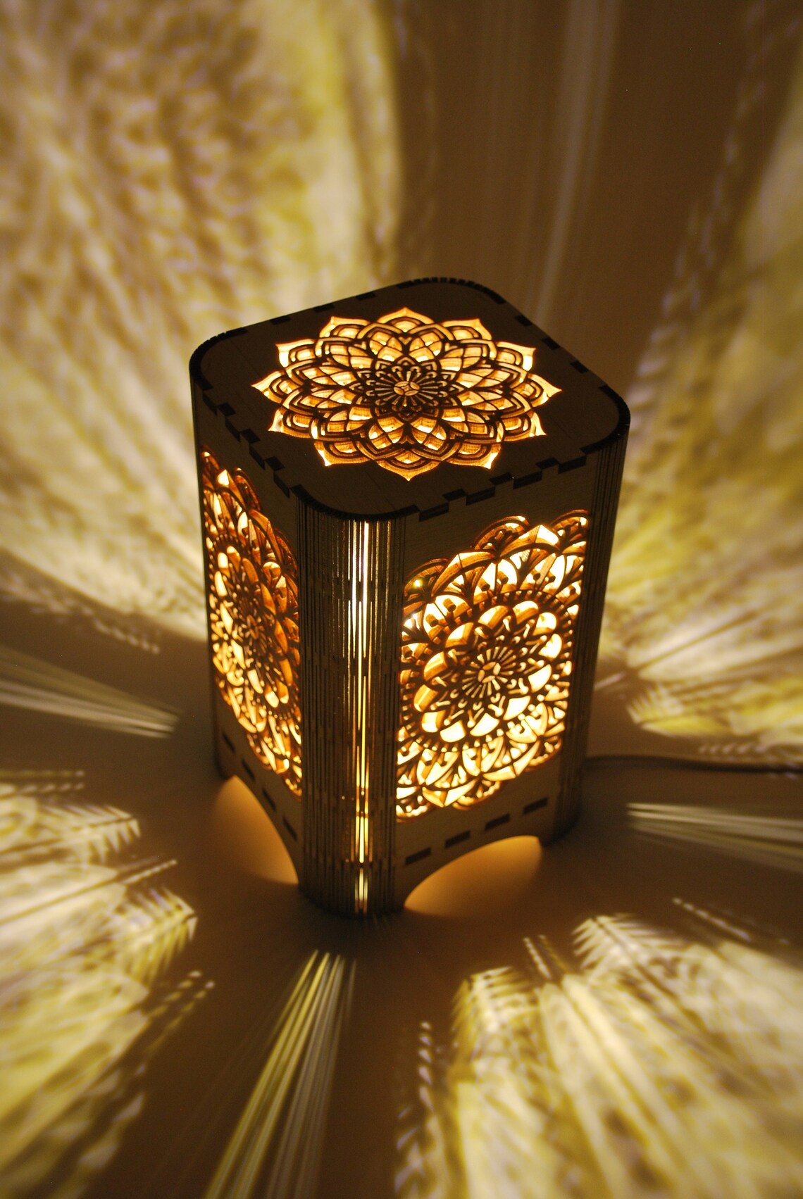 Mandala Night Light Accent Lamp Mantra Decorative Wooden Night - Etsy