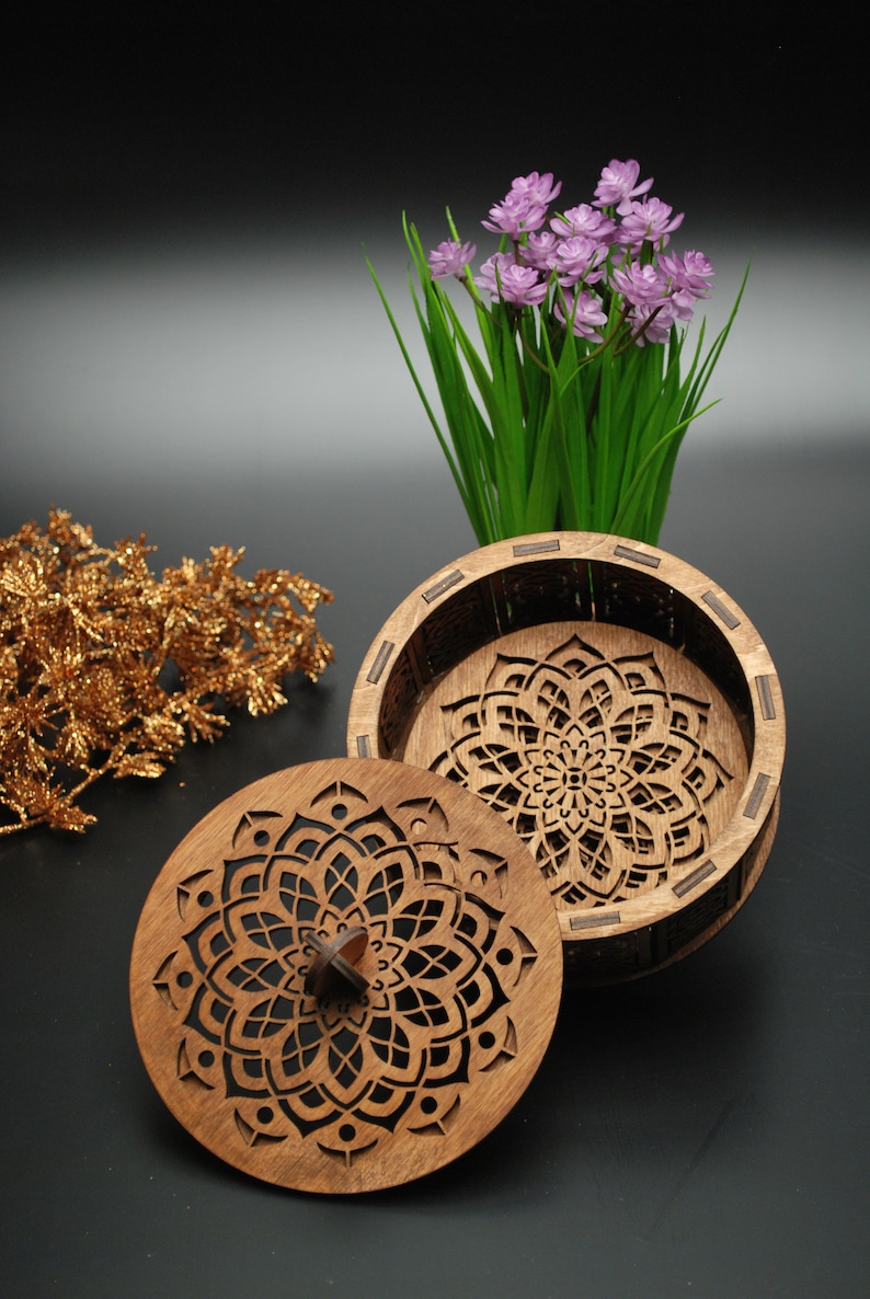 Mandala Set of Cup Stand Unique Wooden Box Cup Holder Cup Coasters - Etsy