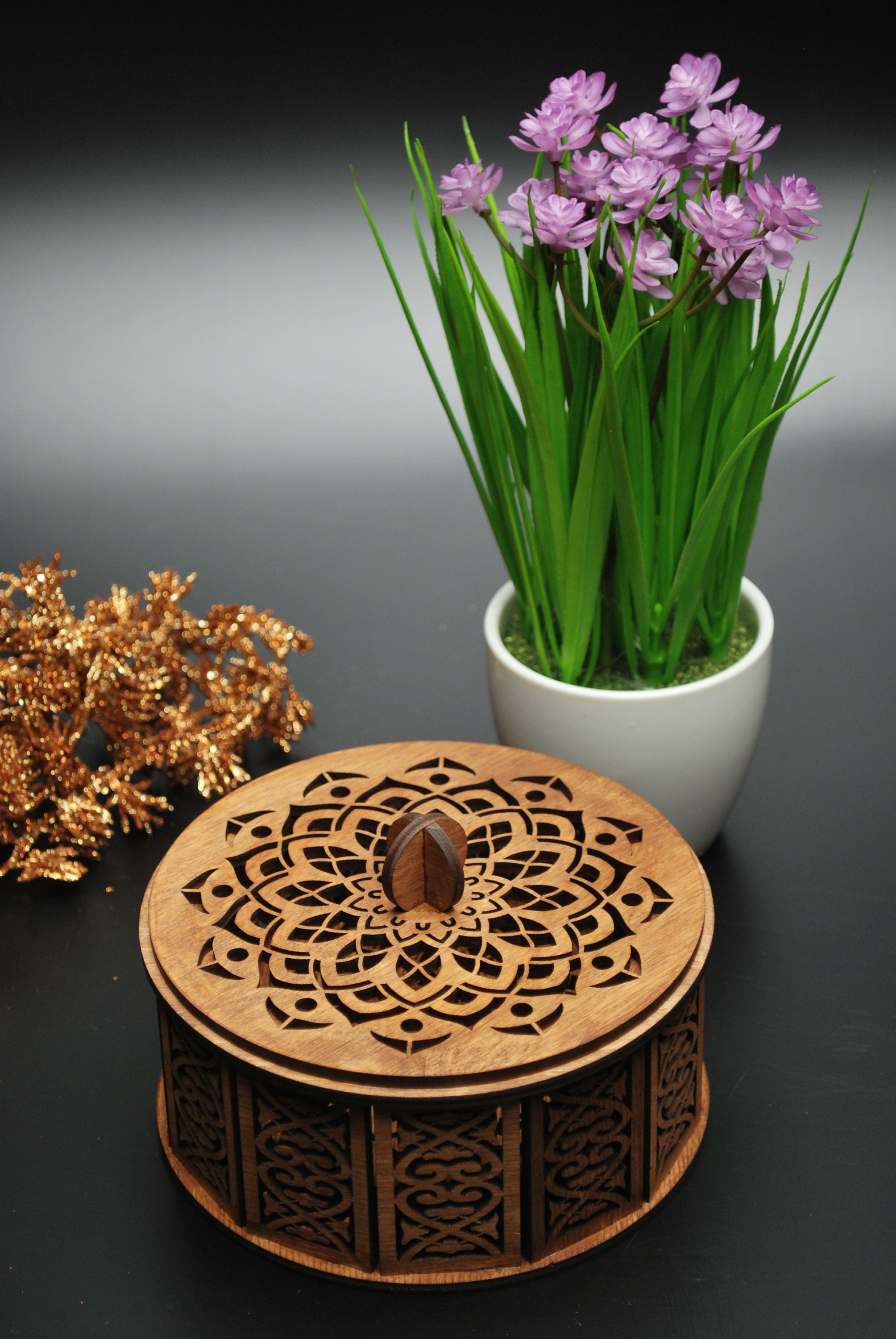 Mandala Set of Cup Stand Unique Wooden Box Cup Holder Cup Coasters - Etsy
