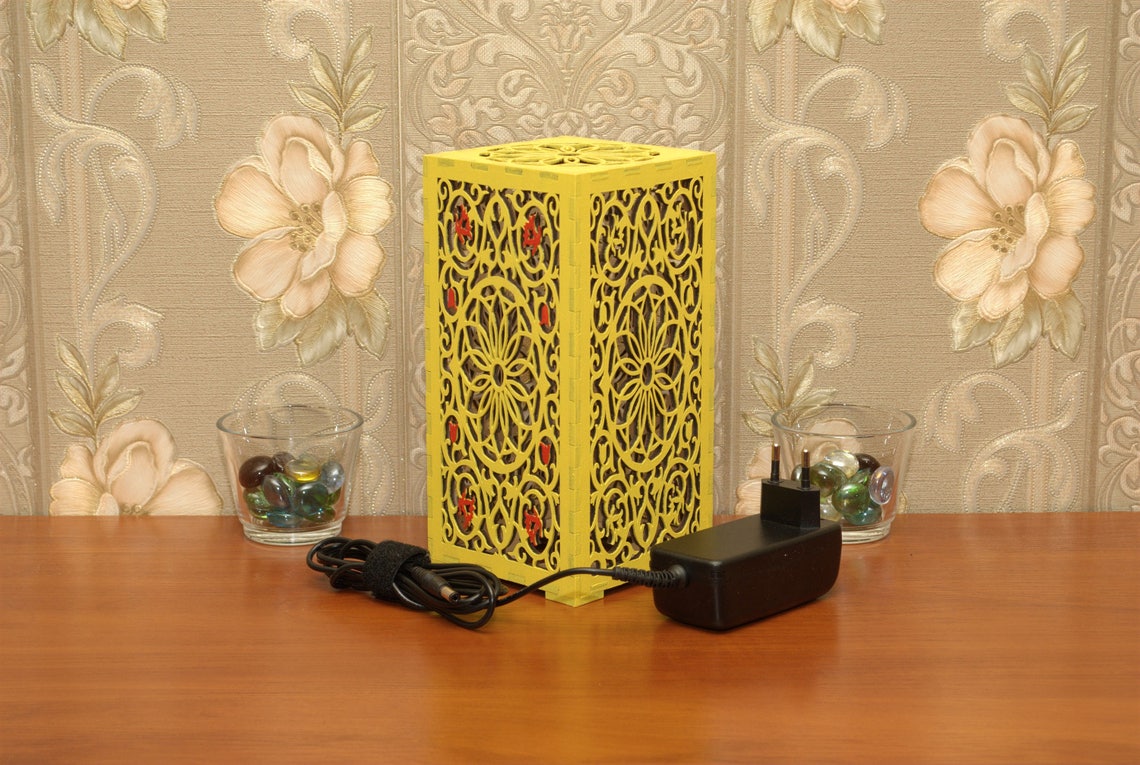 Yellow Night Light Accent Lamp Decorative Wooden Night Lamp - Etsy