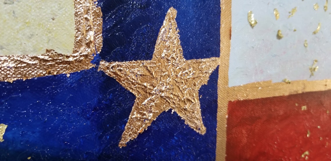 Texas State Painting, Gold Leaf Texas, USA Flag, Wall Art - Etsy