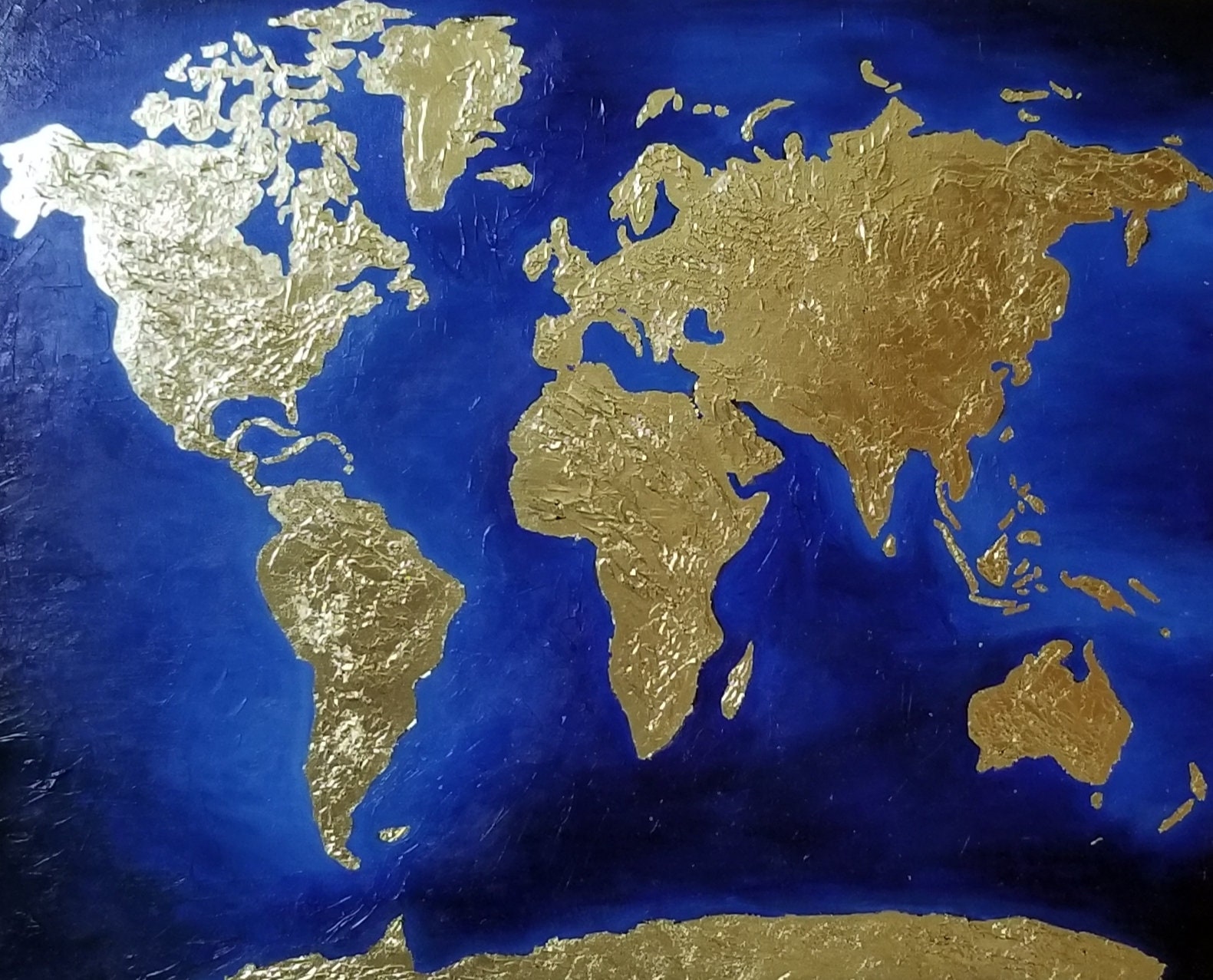 World Map, Wall Art, Abstract Painting, Gold Leaf Painting - Etsy