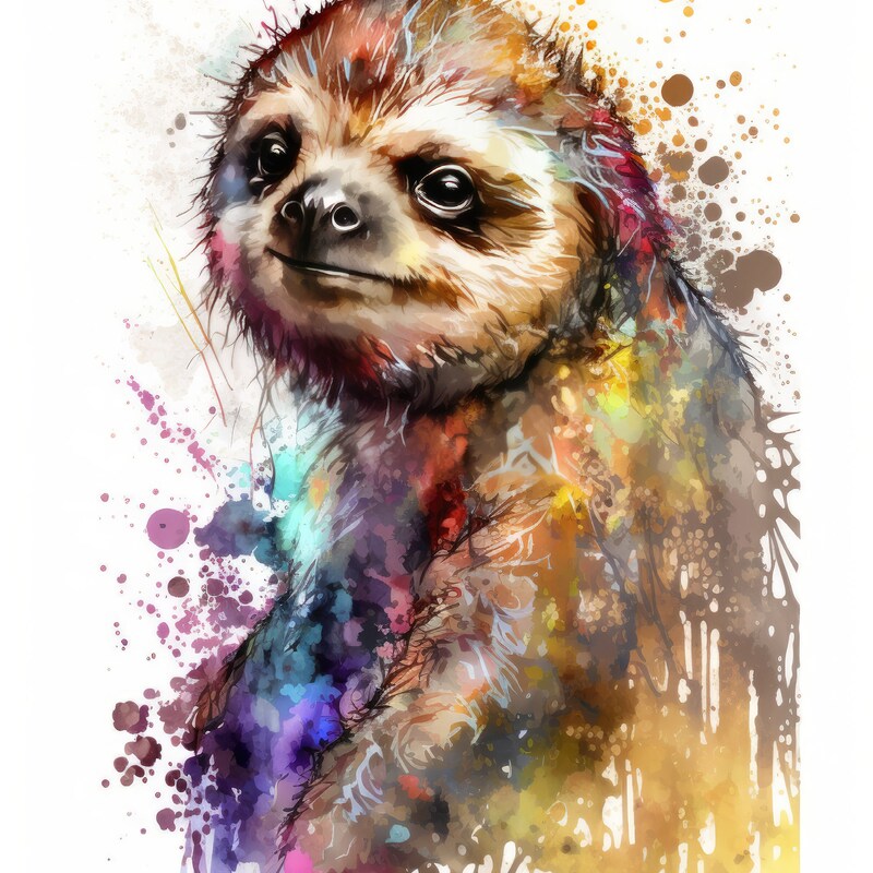 Sloth Watercolor - Etsy