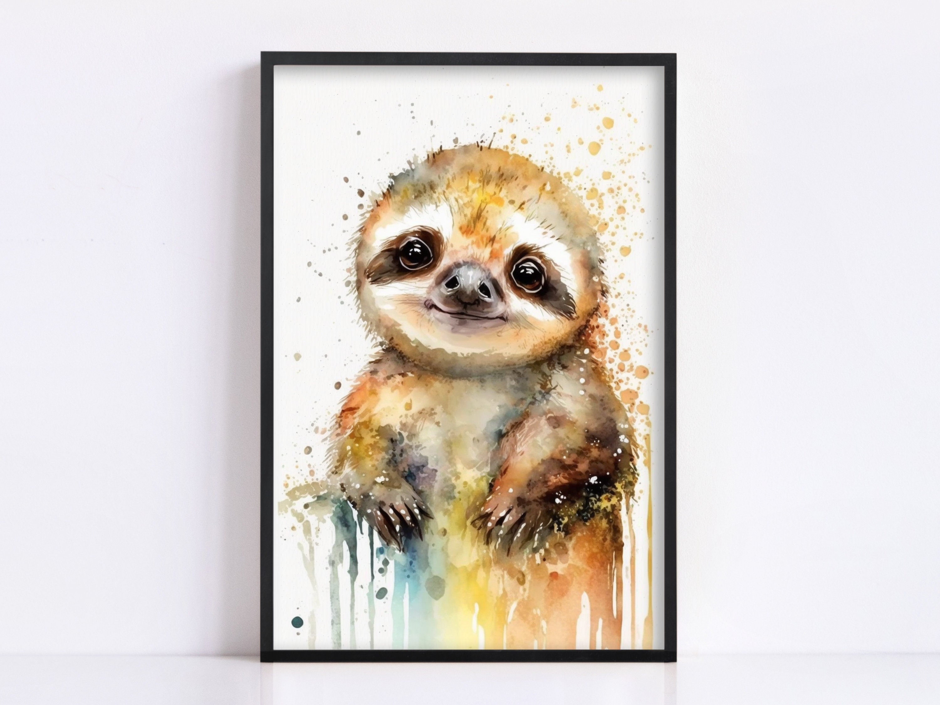 Wildlife Serenity: Sloth Watercolor Painting Giclee Print on - Etsy
