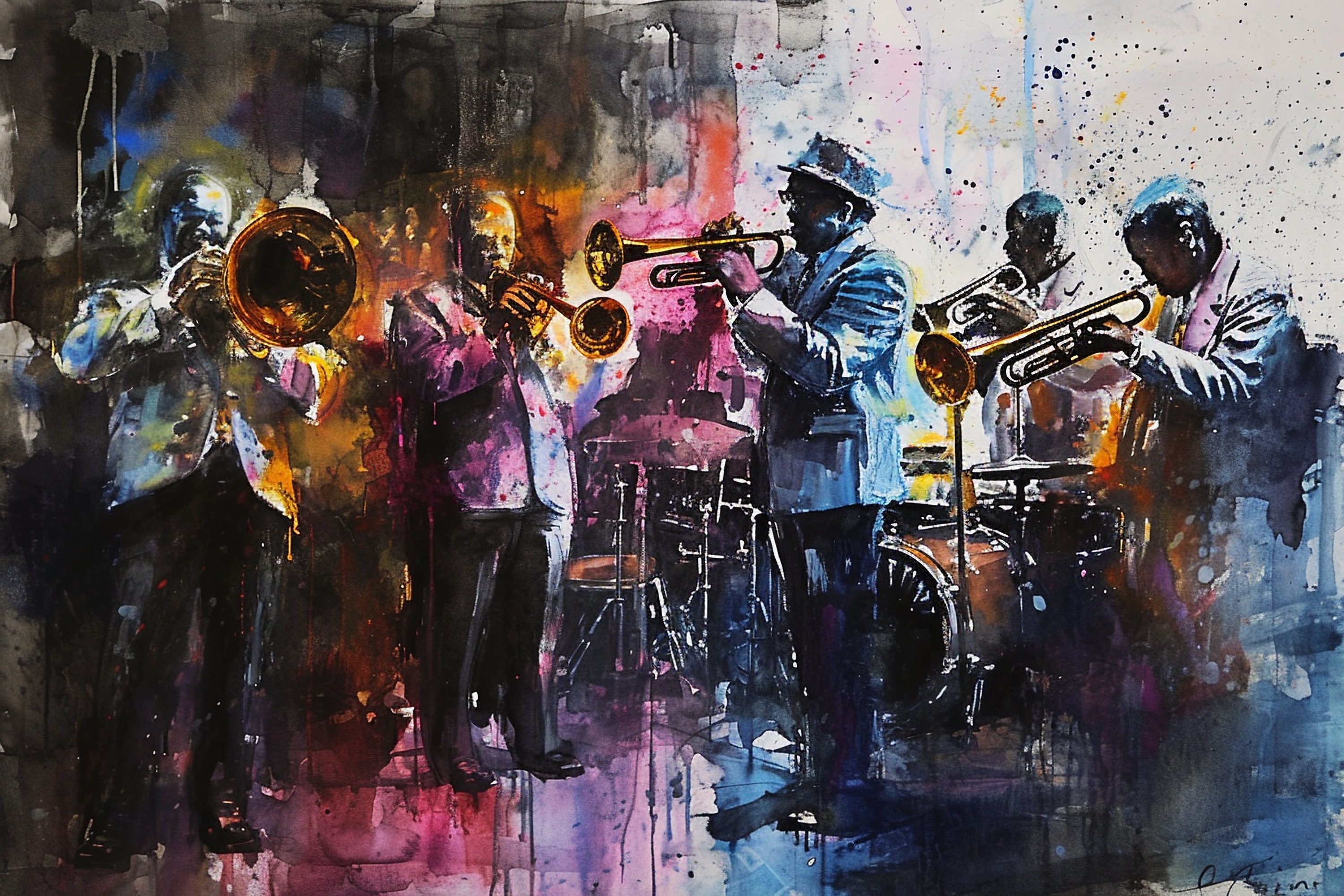 Soulful Jazz Band Watercolor Print Jazz Wall Art, Giclee Print on ...