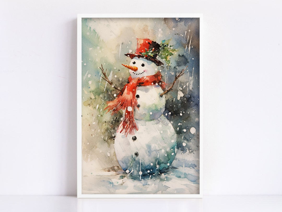 Watercolor Frosty the Snowman - Winter Wonderland Wall Art, Print on ...