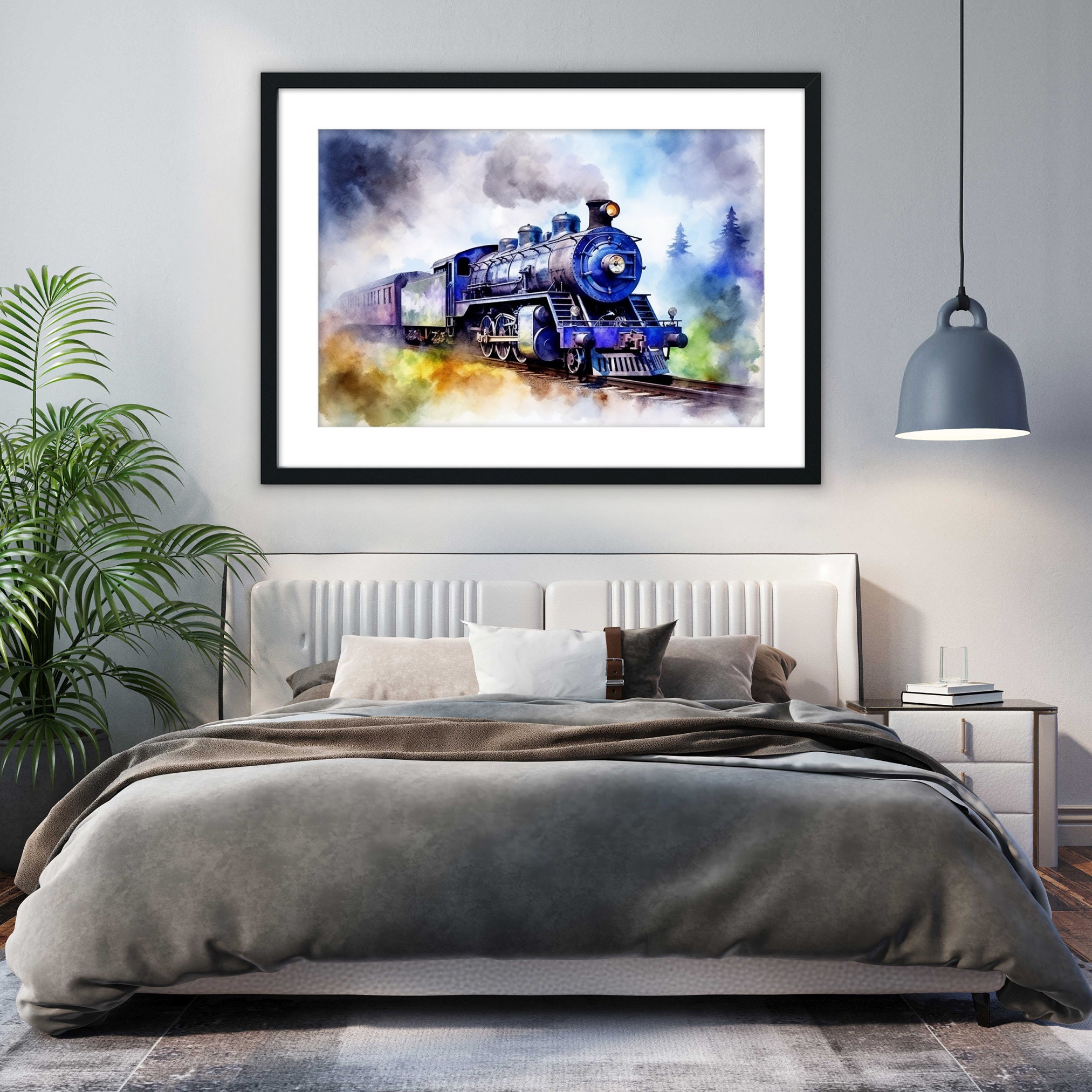 Railroad Beauty: Watercolor Train Art Print, Giclee Print on Canvas ...